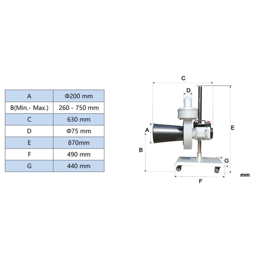 Mobile exhaust gas extractor 900 m³/h LFE-01001 | Lincos